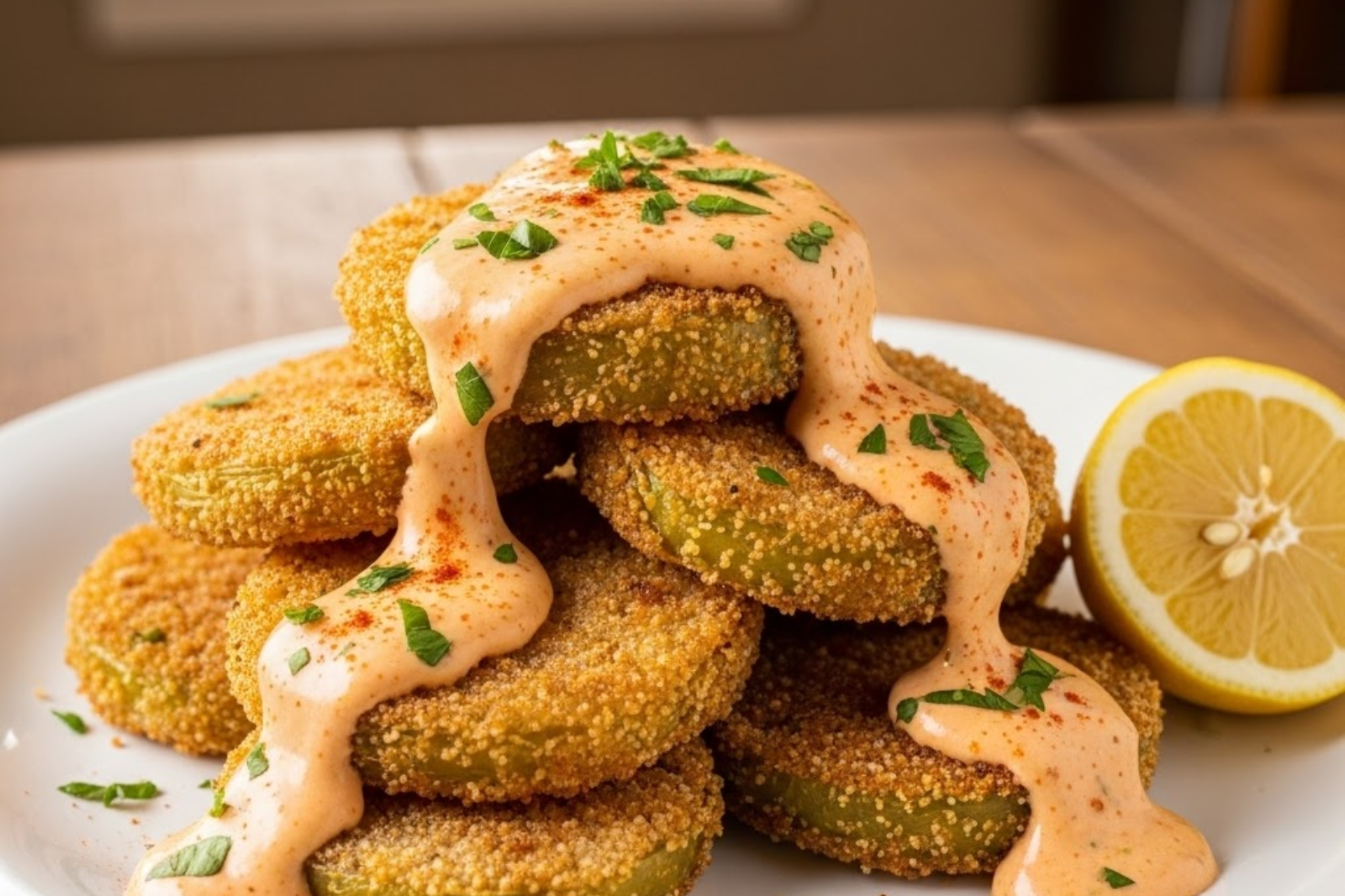 Fried Green Tomatoes Recipe with Zesty Remoulade – FryAway