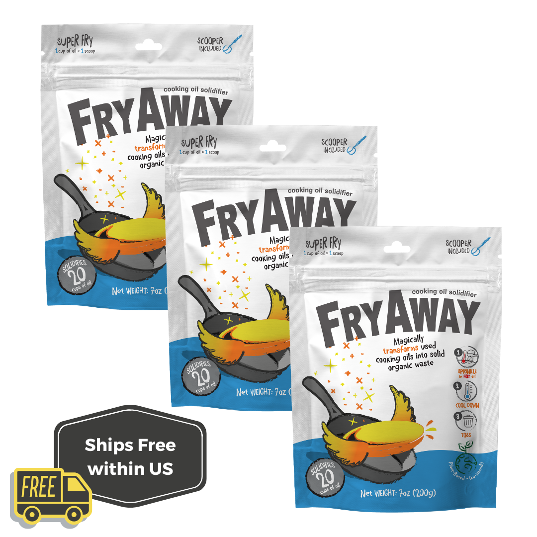 FryAway Super Fry, Mess Free Cooking Oil Disposal, Value Bundle (x3)