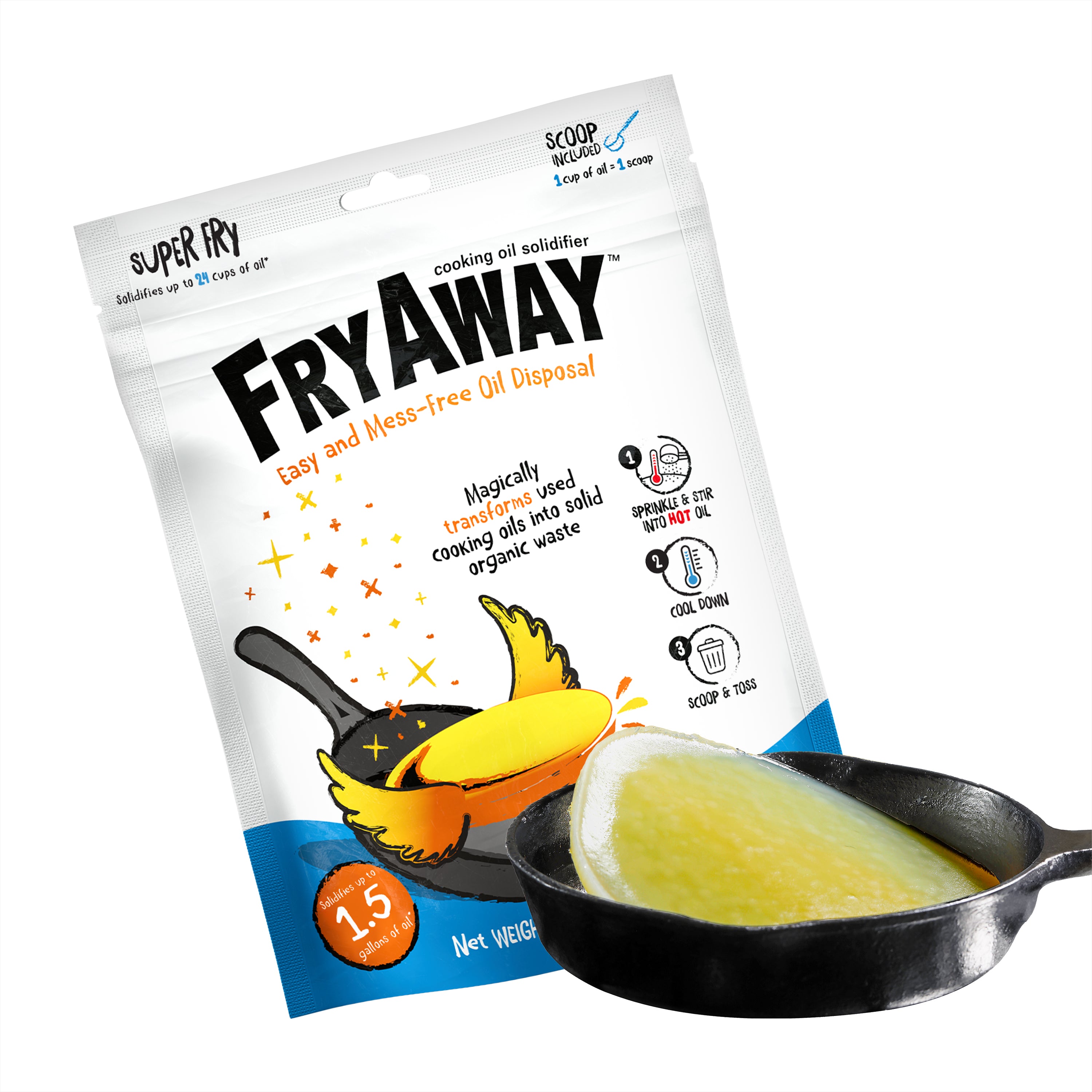 FryAway Super Fry Cooking Oil Solidifier | Resealable Pouch, 24 Cups