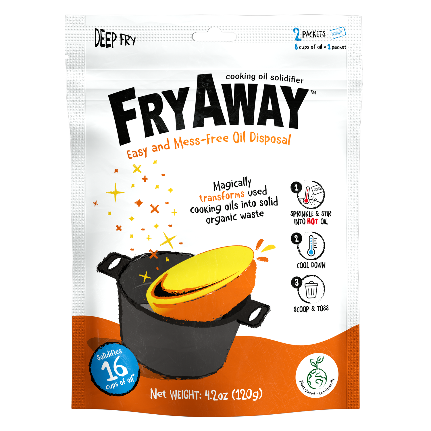 FryAway Pan Fry Bundle of 4 : Simplify Cleanup with Cooking Oil Solidifier