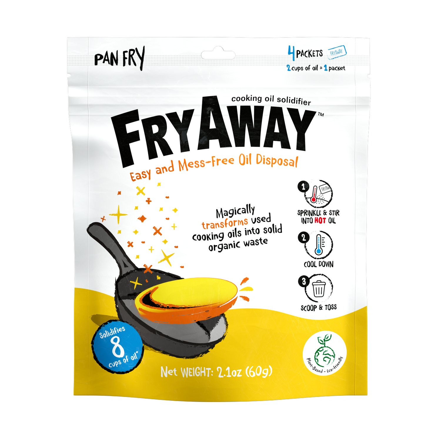 FryAway Pan Fry Bundle of 4 : Simplify Cleanup with Cooking Oil Solidifier