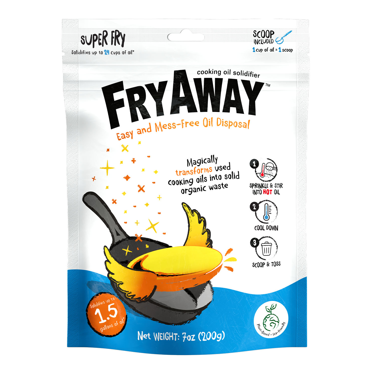 FryAway Pan Fry Bundle of 4 : Simplify Cleanup with Cooking Oil Solidifier