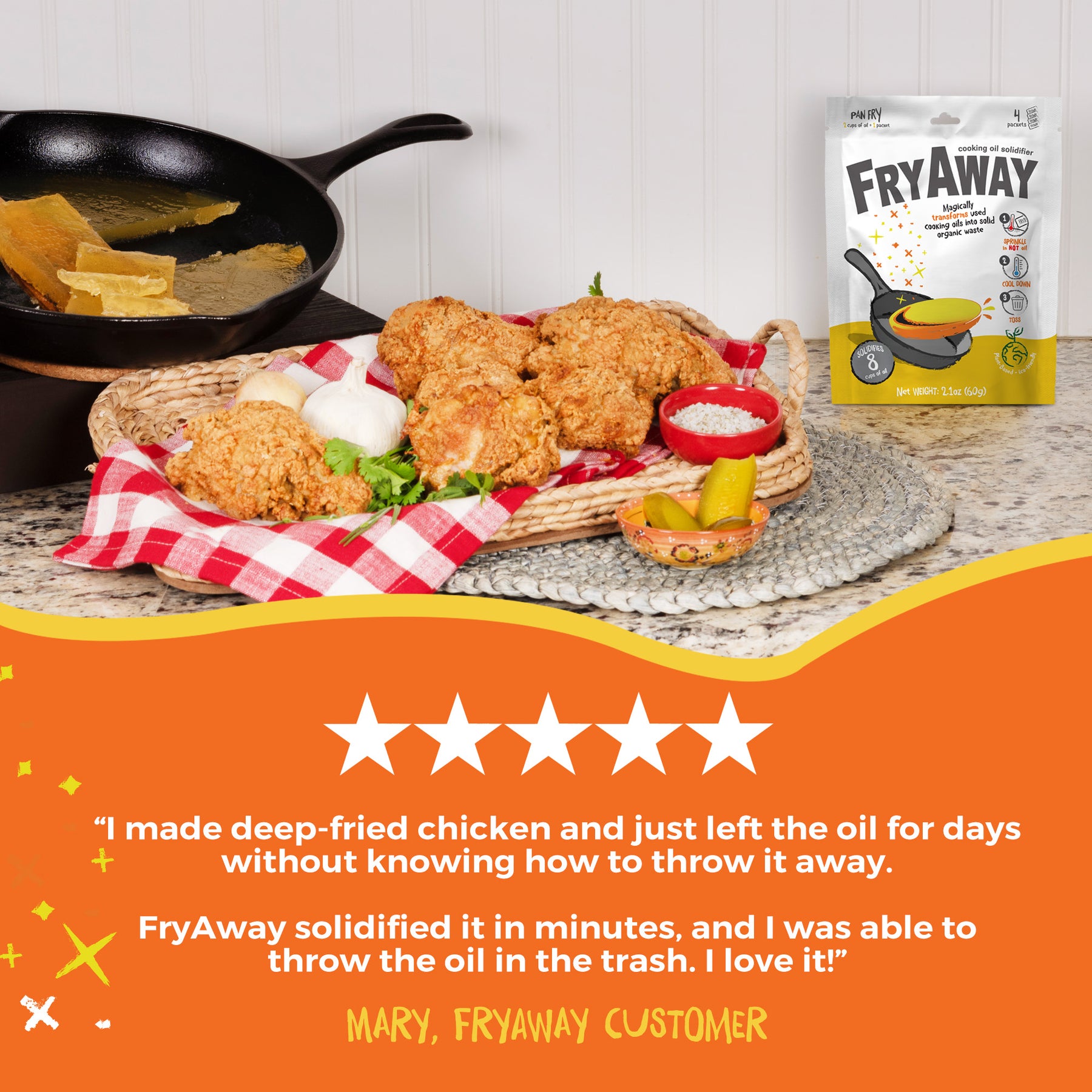 FryAway Pan Fry: Cooking Oil Solidifier for Easy Cleanup | FryAway.co