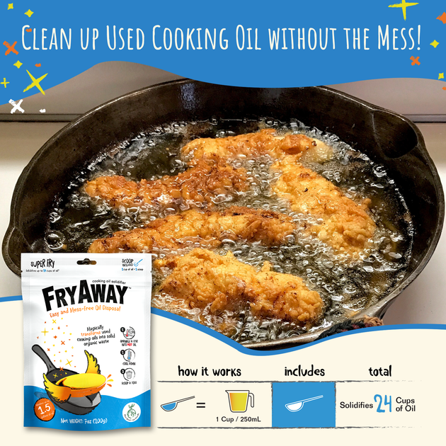 FryAway Super Fry, Mess Free Cooking Oil Disposal, Value Bundle (x3)